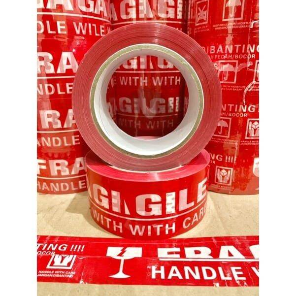 LAKBAN FRAGILE MERAH 48 MM X 100 YARD (90M) | Lazada Indonesia