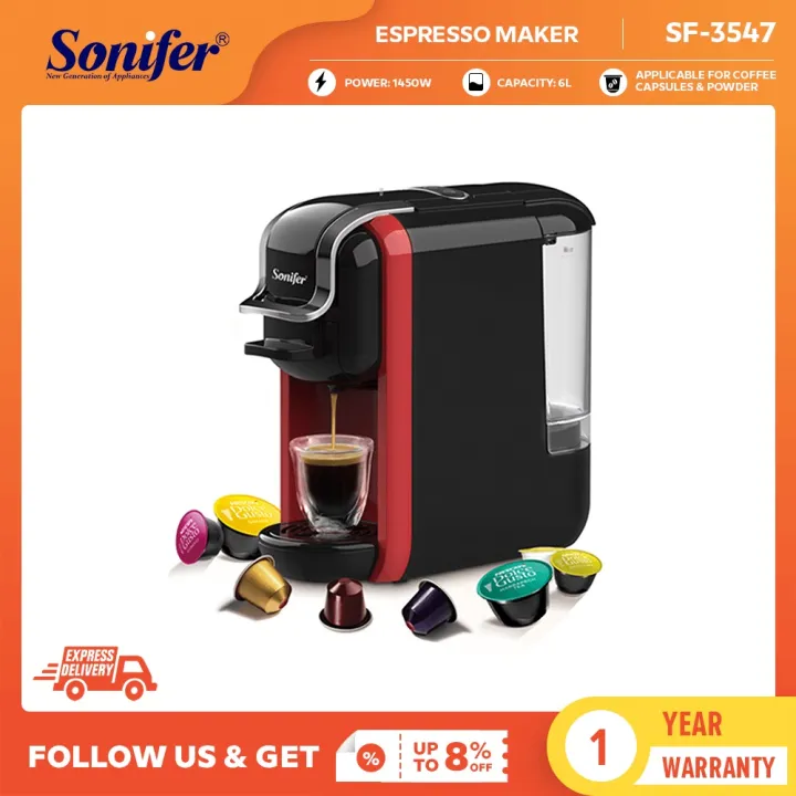 'o]Sonifer 3-in-1 Espresso Coffee Maker for Capsule Ground Coffee ...
