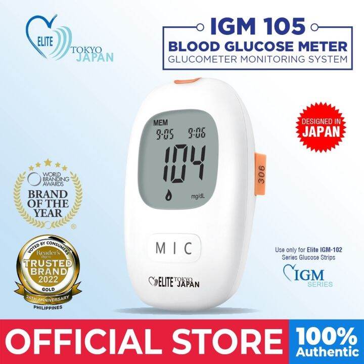 Indoplas Elite Blood Glucose Meter Glucometer Monitoring System IGM105 ...