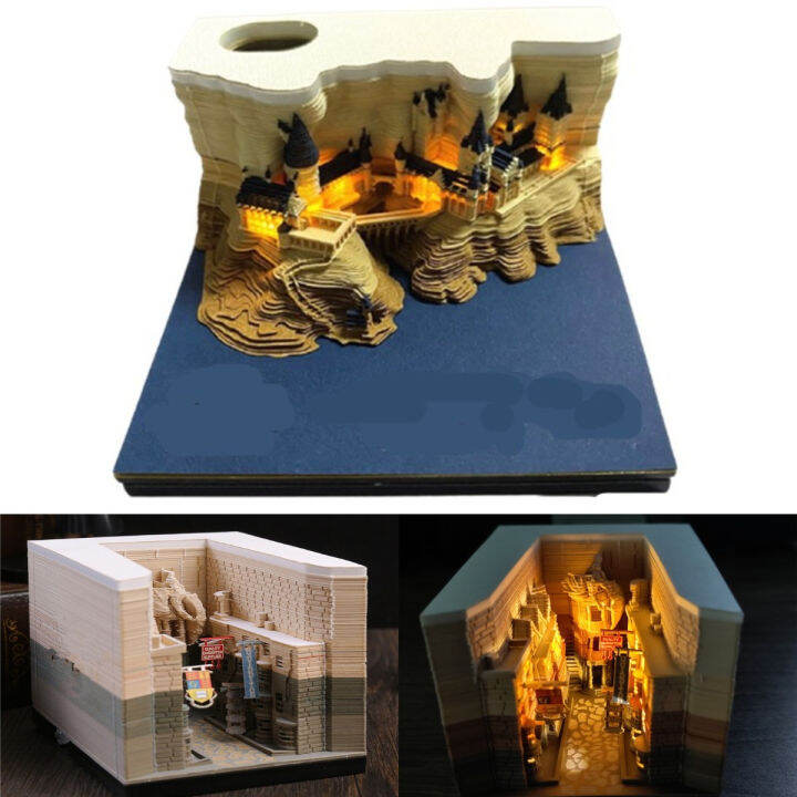 3D Paper Sculpture Art Hogwarts Castle Memo Paper Notes Harry ...
