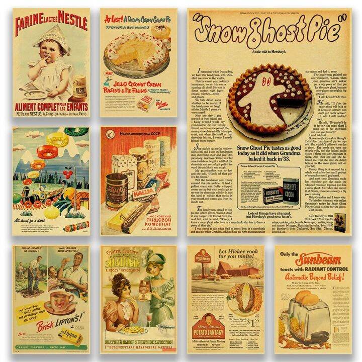Vintage Russian Cuisine Snow Ghost Pie Recipes Poster for Cafe Kitchen ...