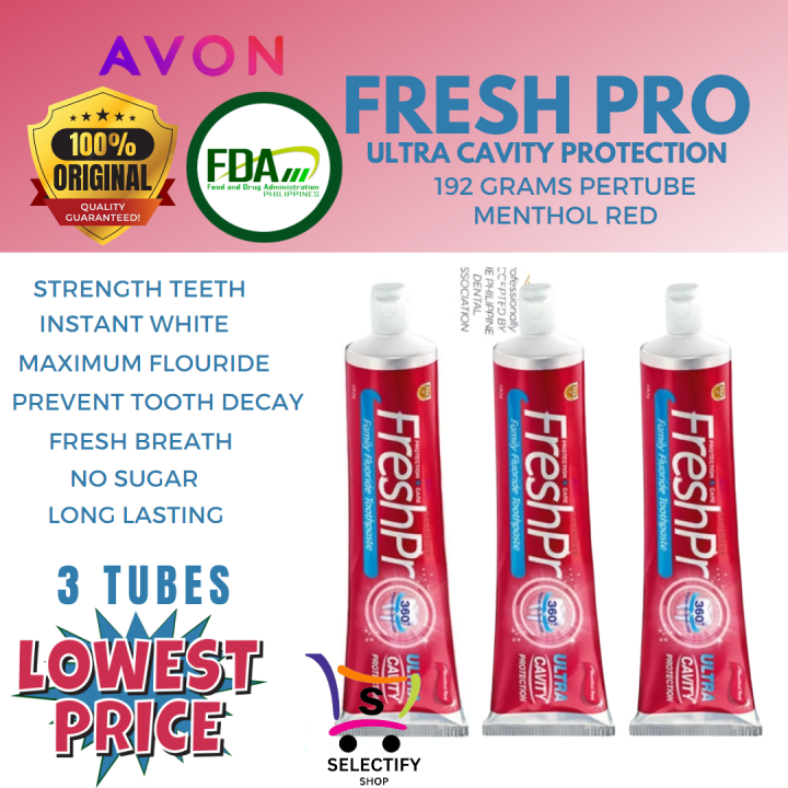 AVON ORIGINAL FRESH PRO MENTHOL RED ULTRA CAVITY TOOTHPASTE 192G ...