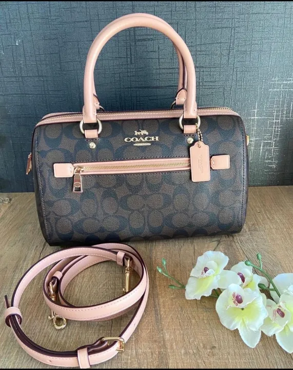 Coach 83607 Rowan Satchel in Brown Signature Coated Canvas Monogram ...