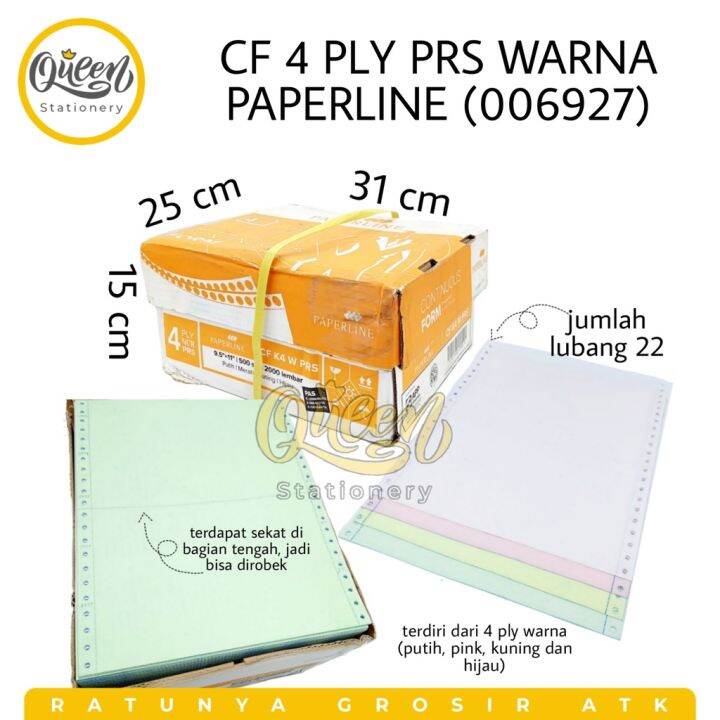 1 BOX CF 4 PLY PRS WARNA PAPERLINE / CONTINUOUS FORM / KERTAS KASIR ...
