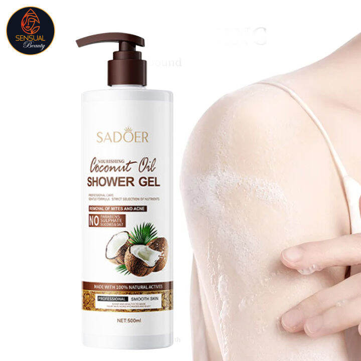 SADOER Nourishing Coconut Oil SHOWER GEL 500ml Moisturizing Anti-drying Skin Care Purifying ...