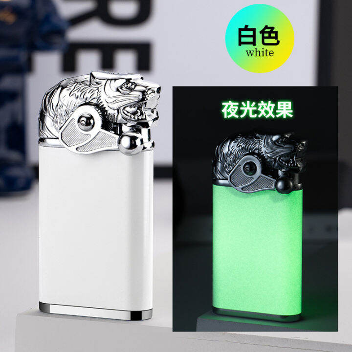 Dual Flame Glow in the Dark Lighter/Tiger Refillable and Adjustable ...