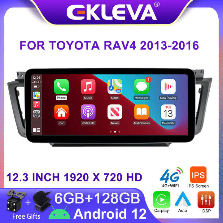 EKLEVA 12.3" IPS DSP 2 Din Android 12 Auto Radio For Toyota RAV4 2013 ...
