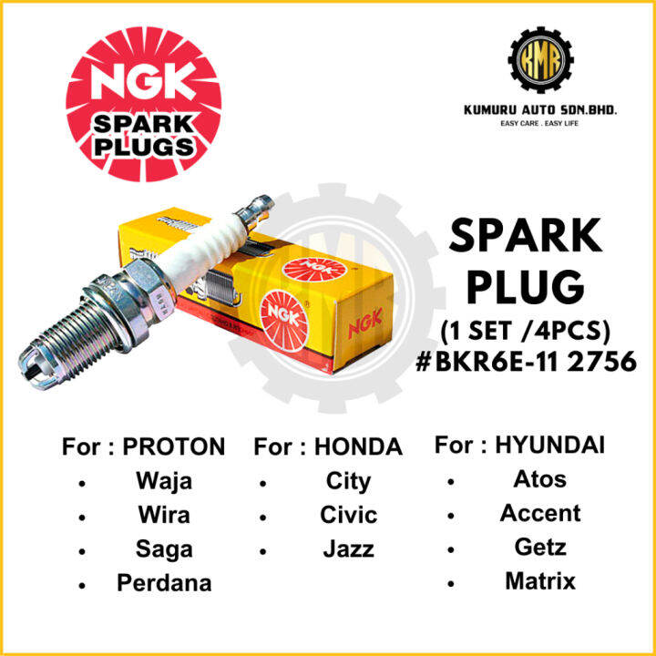 (1@Set) BKR6E-11 2756 Original NGK Spark Plug Proton Waja Wira Saga Perdana Honda City Civic ...