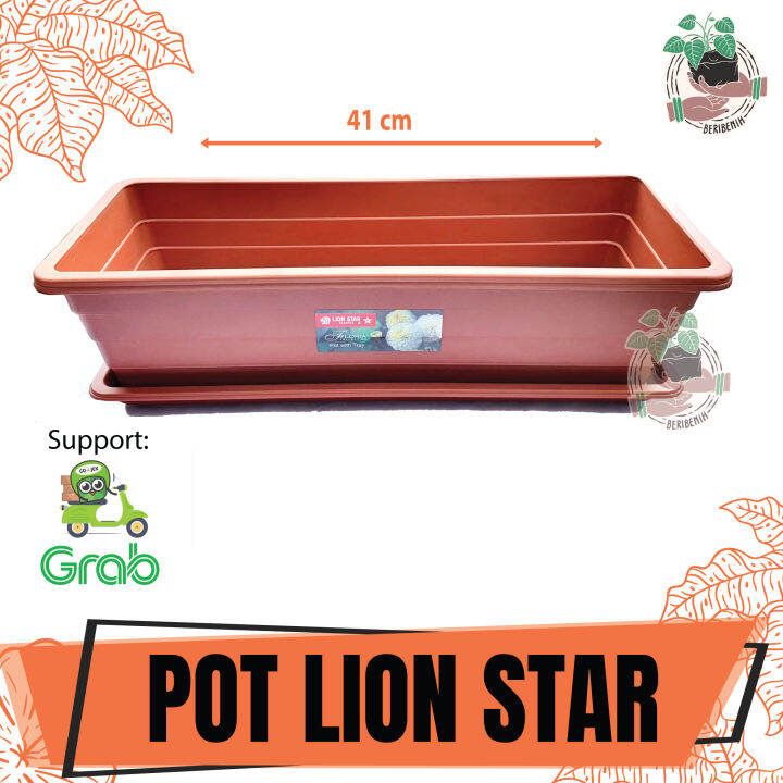 Pot Bunga Tanaman Hias Kotak Persegi Panjang Tray Lion Star Merah bata ...