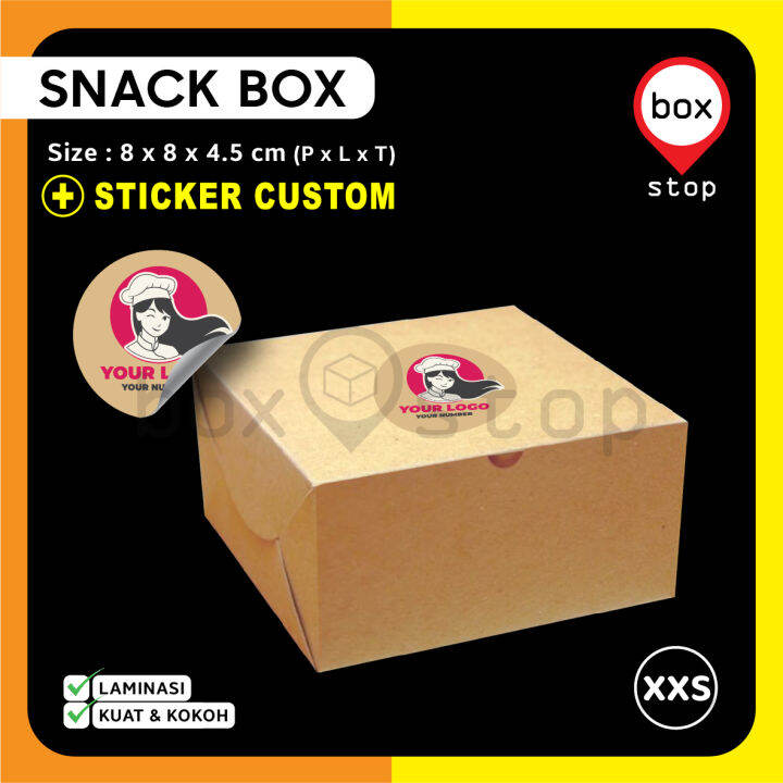 Paket Combo Box Kotak Dus SNACK BOX + Stiker Logo Custom (50 Set ...
