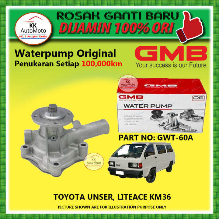 TOYOTA UNSER, LITEACE KM36 ORIGINAL GMB WATER PUMP [GWT-60A] | Lazada