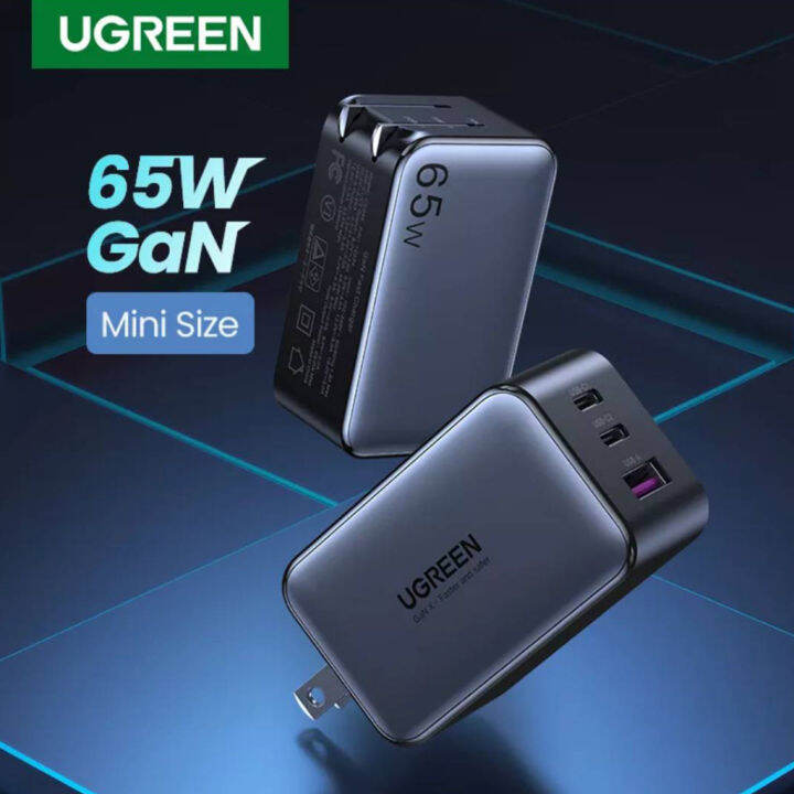 UGREEN รุ่น 10334 PD 65W Super Fast Charger หัวชาร์จเร็ว 3port (C*2 + A*1) ชิพ GaN | Lazada.co.th