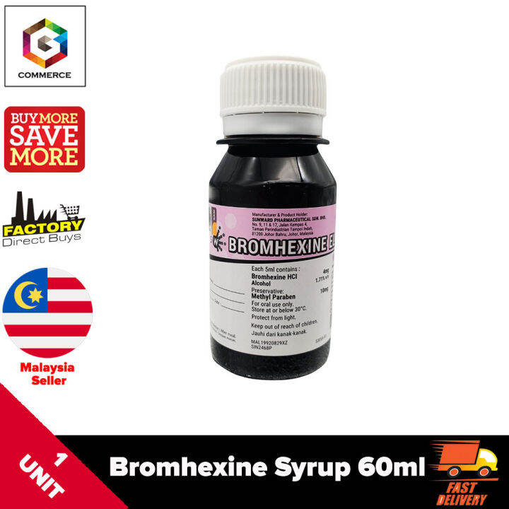 BROMHEXINE 4MG/5ML ELIXIR 60ML (SUNWARD) (EXP: 03/2025) | Lazada
