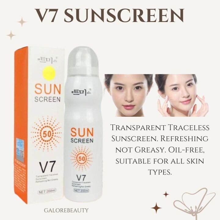 ORIGINAL Sunscreen SPF50 V7 Korean Spray lotion Instant Whitening ...