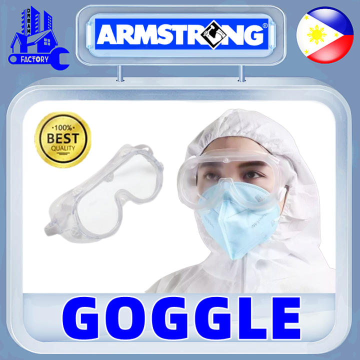 ARMSTRONG Safety Goggles Clear with Garter Anti Fog Eye Protection ...