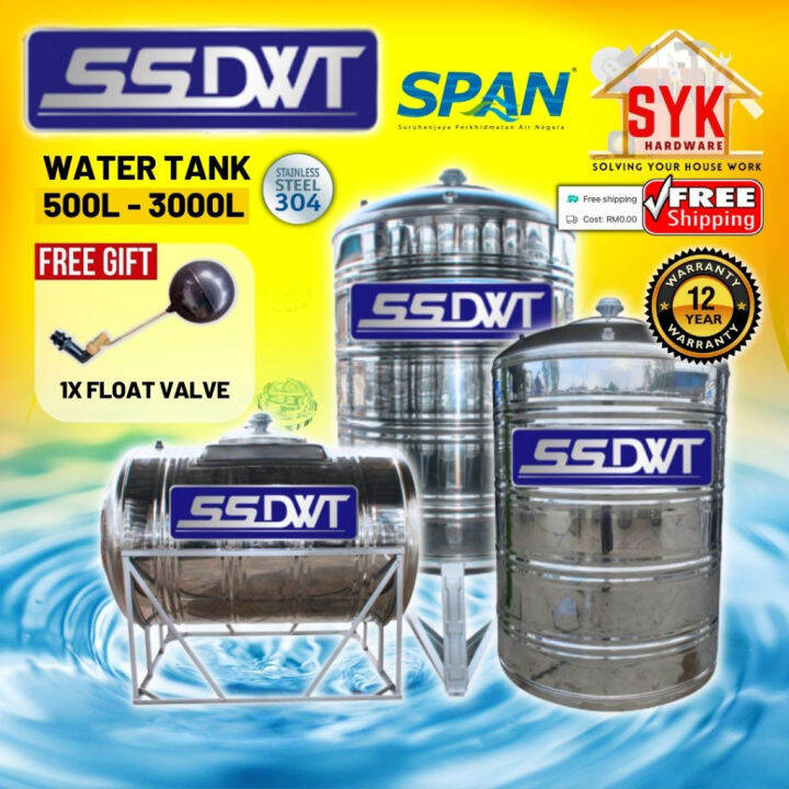 SYK DWT Water Tank SUS304 Stainless Steel Water Tank Tangki Air Rumah ...