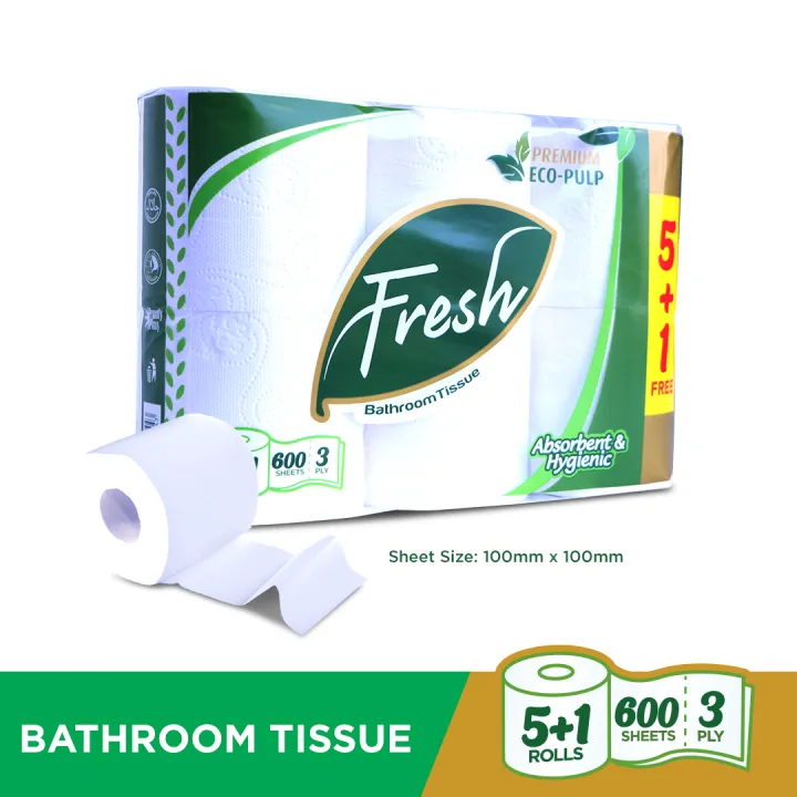 FRESH ECO-PULP BATHROOM TISSUE 3PLY 200 PULLS 600S 5+1 | Lazada PH