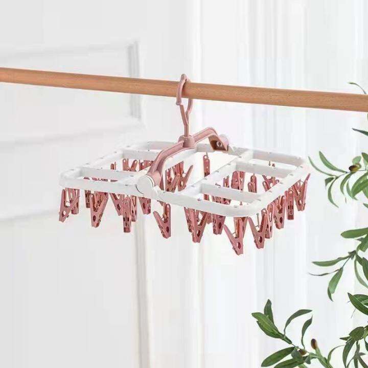Foldable Laundry Hanger Rack Plastic Laundry Clip 40 Clips | Lazada PH