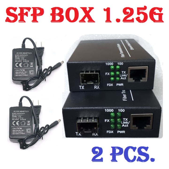 SFP Fiber to RJ45 ( 1 คู่ ) Gigabit Media Converter SFP 10/100/1000M ...