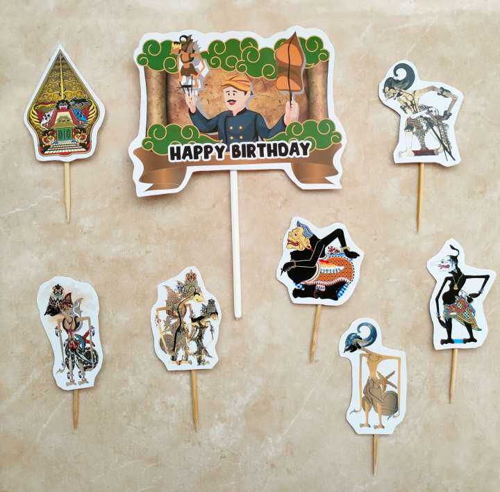 cake topper hiasan kue ulang tahun satu set karakter Dalang Wayang ...