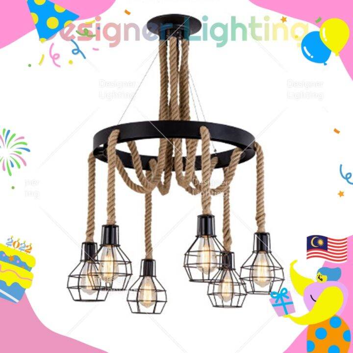 Designer Lighting Rope Hanging Light Set with LED Bulb Ceiling Light ...