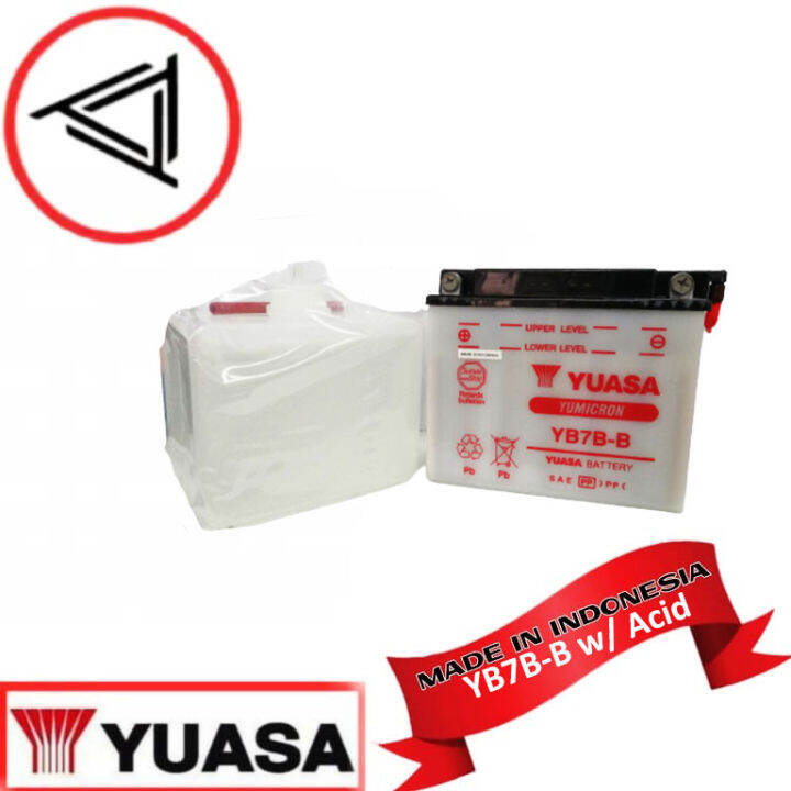 Yuasa Motorcycle Battery Made in Indonesia YB7B-BA w/ Acid | Lazada PH