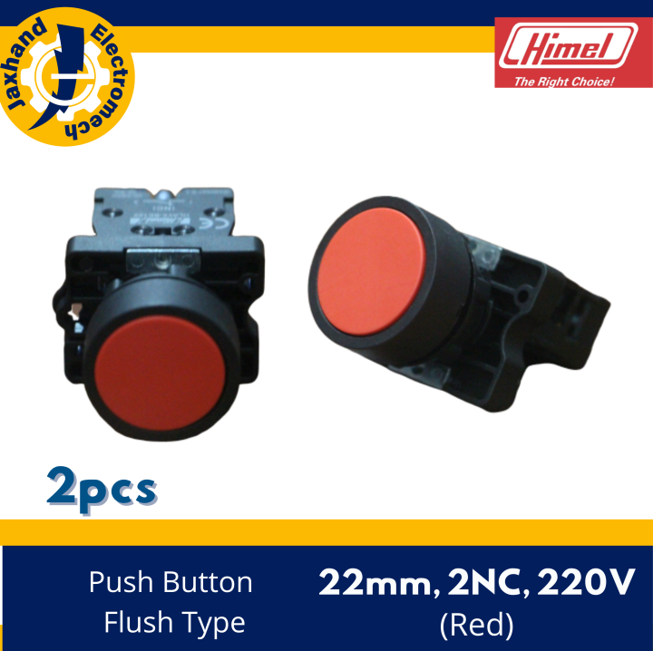 2pcs. Push Button Flush Type Red 22mm, 2NC, 220V, Himel Brand | Lazada PH