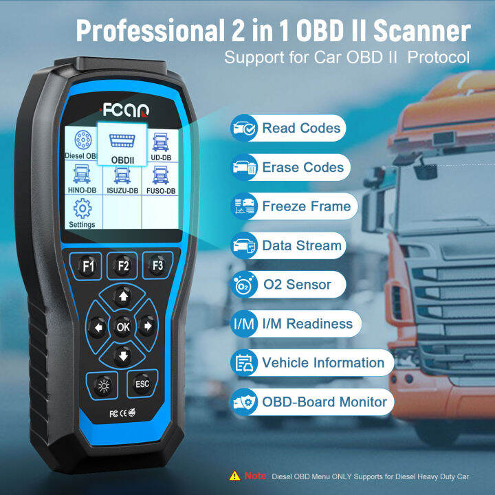 【2023 Version】Fcar F506 Pro 24V Diesel OBD Commercial Vehicles 2in1 ...