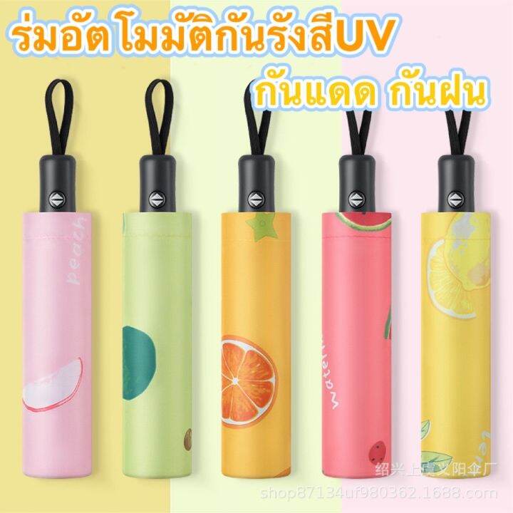 ร่ม ลายหมี🧸 ลายผลไม้🍉 EVA ร่มกันแดด ร่มกันฝน ร่มพับได้อัตโมมัติ🍊🍑🥑🍋🍉 ...