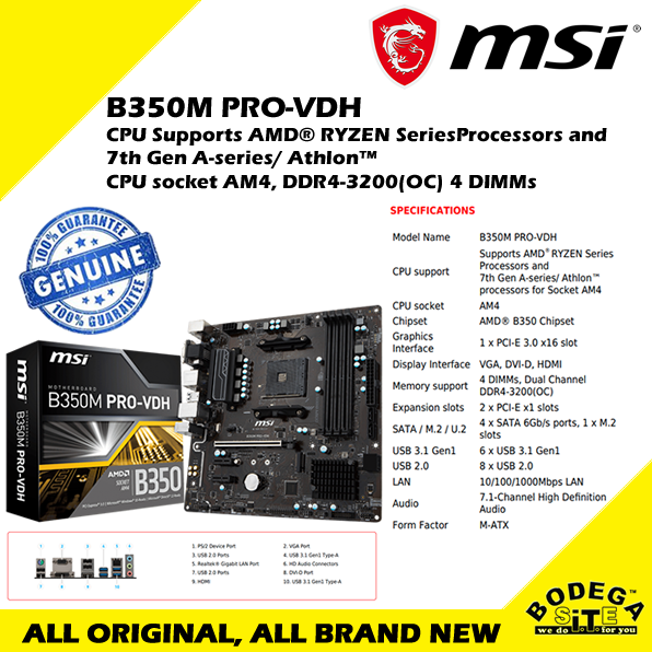 B350M PRO-VDH CPU Supports AMD® RYZEN SeriesProcessors and 7th Gen A ...