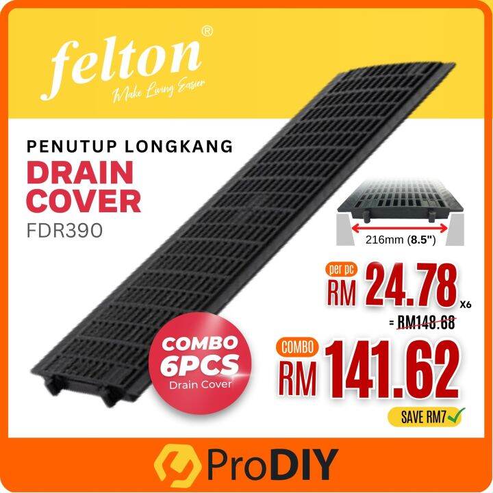 PRODIY 6 PCS FELTON Drain Cover PVC Penutup Longkang Plastic Tutup ...
