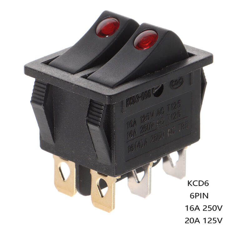 [Fortitudes] KCD6 6PIN 16A 220V Double Light Switch Rocker Switch ON ...