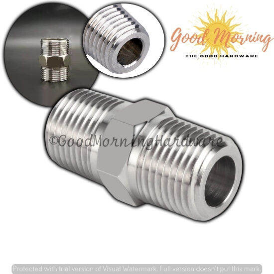 1PCS 1/2" BSP Thread 304 Stainless Steel Equal Diameter Double Head ...