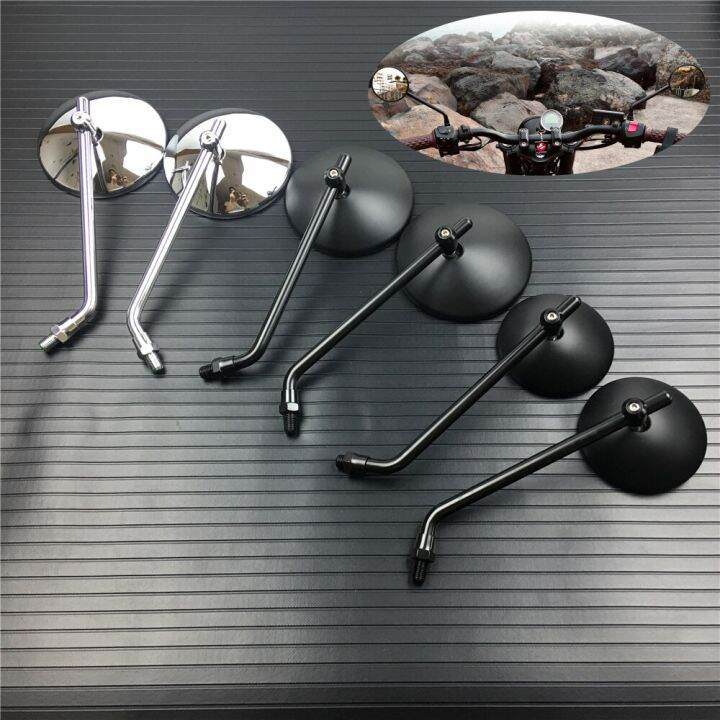 Universal 4 Round Motorcycle Rearview Side Mirrors Classic Retro