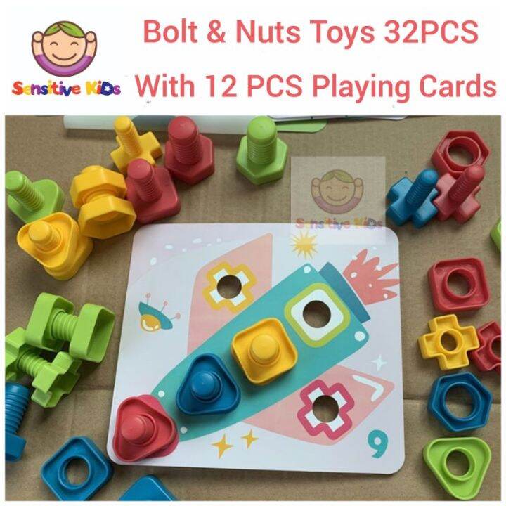 Bolt and Nut Toys, Montesorri Srew Set, Fine Motor Skill Play, For ...