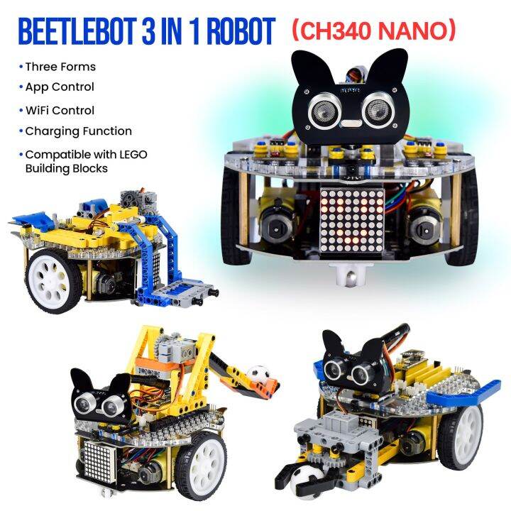 Keyestudio 3 in 1 Beetlebot Robot Car for Arduino(Raspberry Pi Pico/ESP32) STEM Education DIY ...