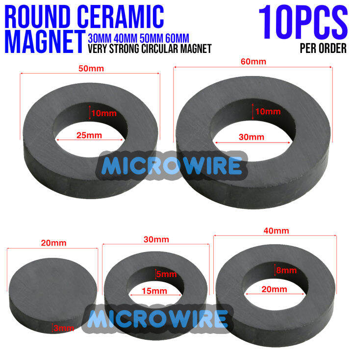 10PCS Round Ceramic Strong Magnet Heavy Duty [ 20mm 30mm 40mm 50mm 60mm ...