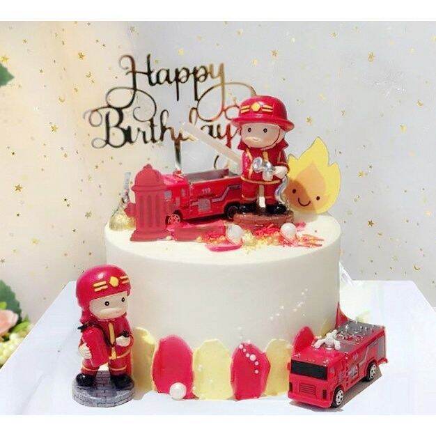 Firemen Bomba Fire truck cake topper figurine Decoration | Lazada