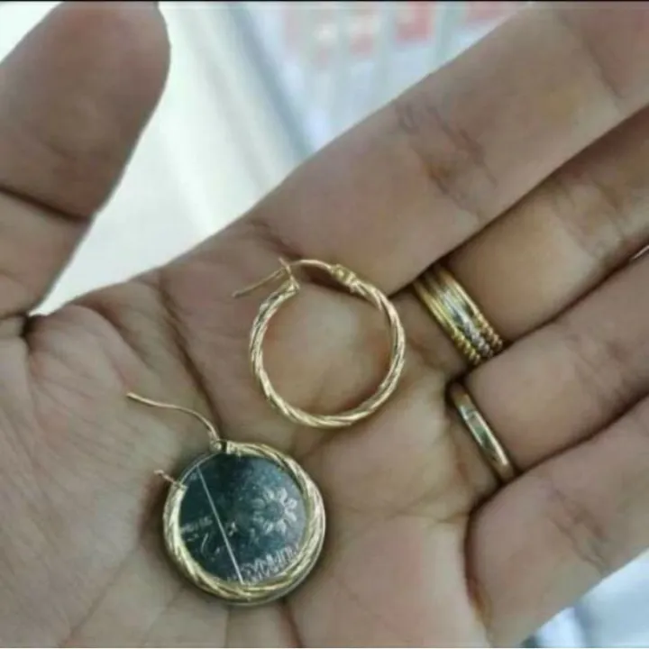 【Spot in Manila】18k saudi gold loop earrings | Lazada PH