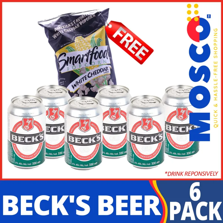 Beck's Beer in Can 330mL 6pack + Smartfood White Cheddar Cheese Popcorn ...