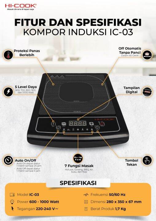 KOMPOR INDUKSI LISTRIK Hi-Cook Tipe IC-03 | Lazada Indonesia