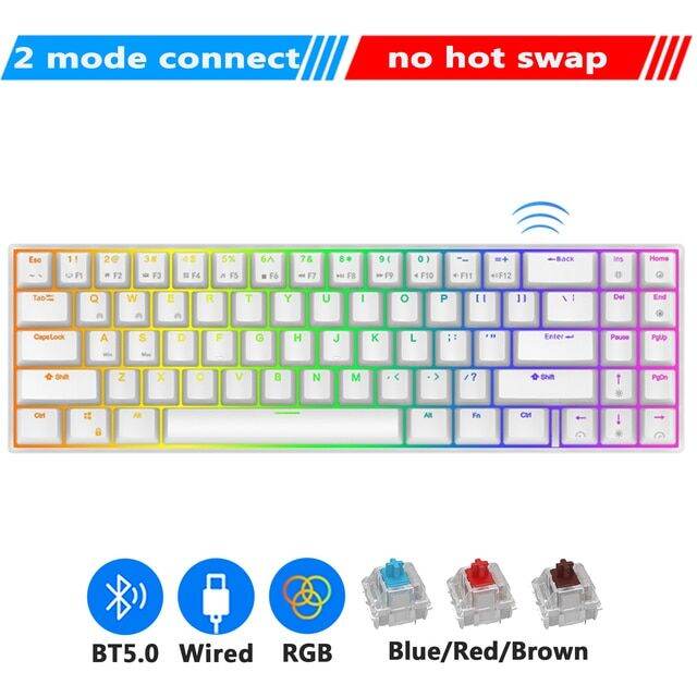 Royal Kludge RK71 Bluetooth Wireless Mechanical Keyboard 70% RGB ...