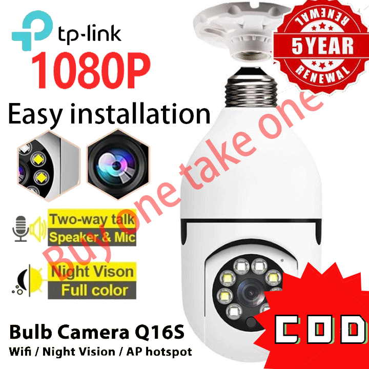 【BUY ONE TAKE ONE】V380 Q16S 360° Rotate Light Bulb Shape Auto Tracking ...