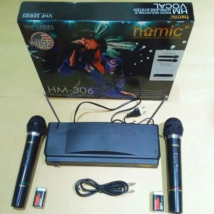 Mic Microphone HOMIC Double Wireless HM-306 HM306 VHF Series | Lazada ...