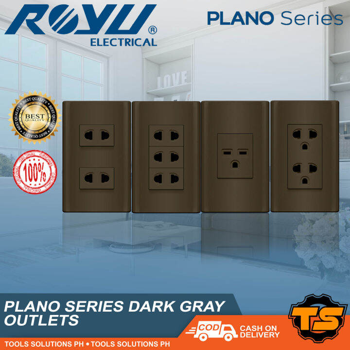 ROYU Plano Series White, Dark Gray and Dark Wood Switch & Outlet Sets ...