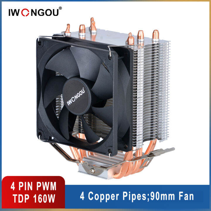 Cooler x99 4 heatpipes Radiator 4Pin pwm Cooling CPU IWONGOU 3Pin 90mm ...
