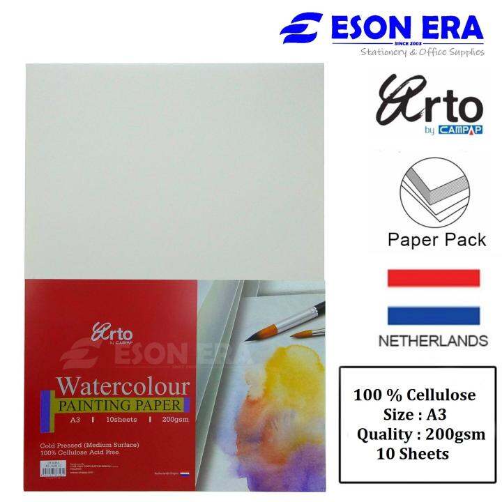[A3] Campap Arto Watercolour Painting Paper A3 200gsm 10sheets (100% ...