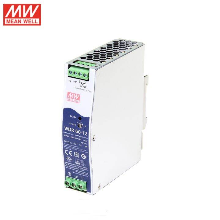 MEAN WELL WDR-60-12 60W 12V Ultra Wide Input Industrial DIN Rail Power ...