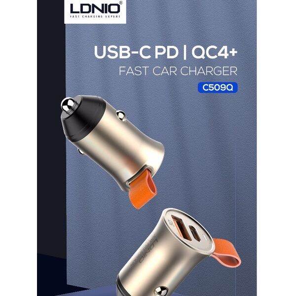 LDNIO C509Q New Design Dual Port Car Charger 30W Type-C PD and QC 3.0 Metal Fast Car USB Charger ...