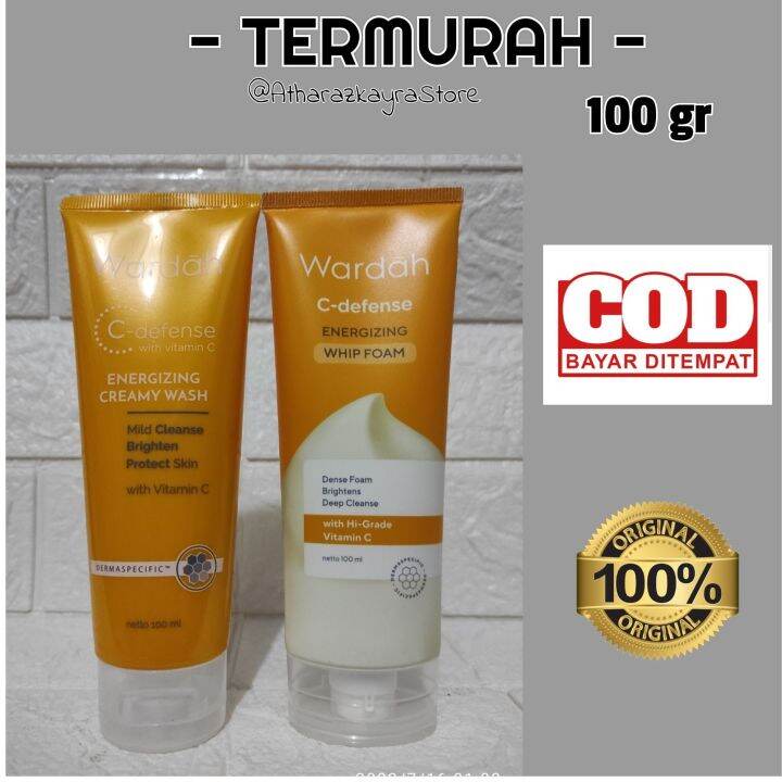 Wardah C Defense Energizing Creamy Wash 100 ml / C-Defence Whip Foam ...